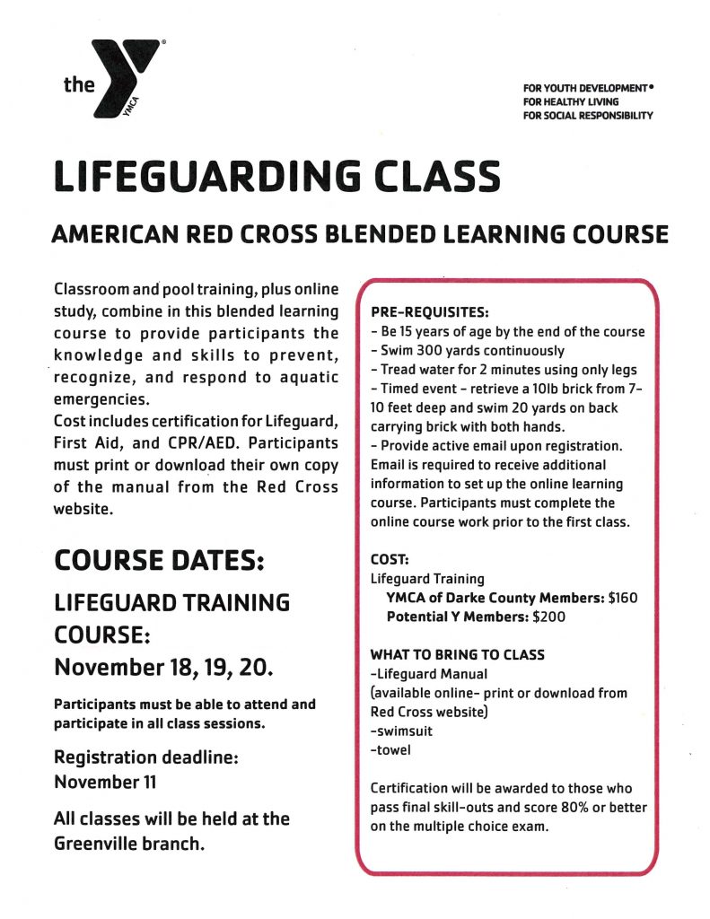 Red Cross Lifeguard Training Course - Darke County YMCA